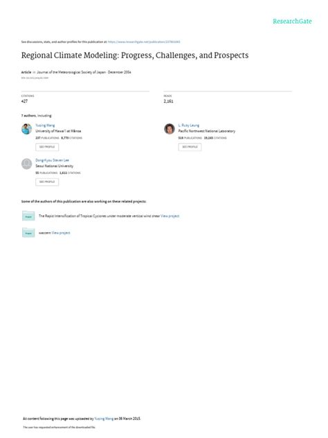 Regional Climate Modeling Progress Challenges And Prospects Pdf General Circulation Model