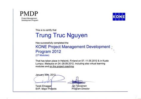 Cetificate In Project Management Ppt