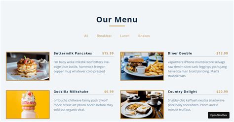 Menu Codesandbox
