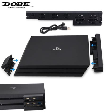 Dobe 2in1 Turbo Cooler 5 Ports High Speed Usb Hub For Ps4 Pro Sensor Temperature Controlled