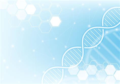 Dna Molecule And Geometric Hexagon Shape With Wireframe Lines And Dots On Light Blue Background