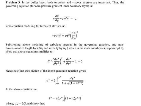 Solved Problem 3 In The Buffer Layer Both Turbulent And