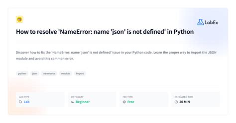 How To Resolve Nameerror Name Json Is Not Defined In Python Labex