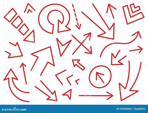 Red Arrows Set Contour Collection Vector Contour Line Editable