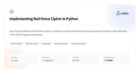 Implement Rail Fence Cipher Python Encryption Tutorial Labex