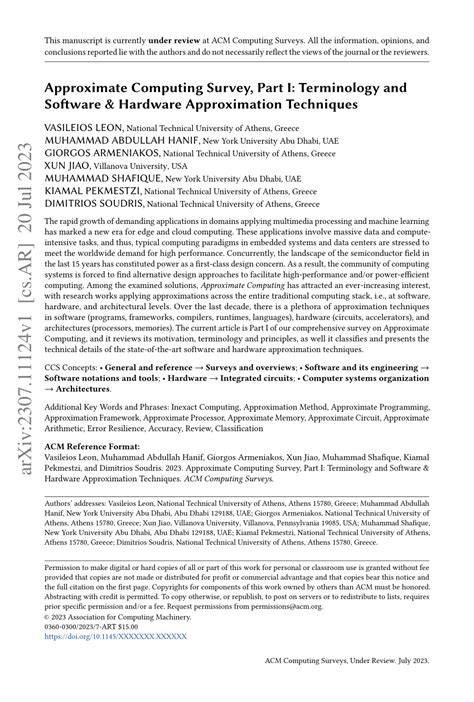 Pdf Approximate Computing Survey Part I Terminology And Software And Hardware Approximation