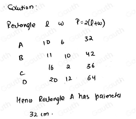 Solved This Table Shows The Length And Width Of Four Rectangles In
