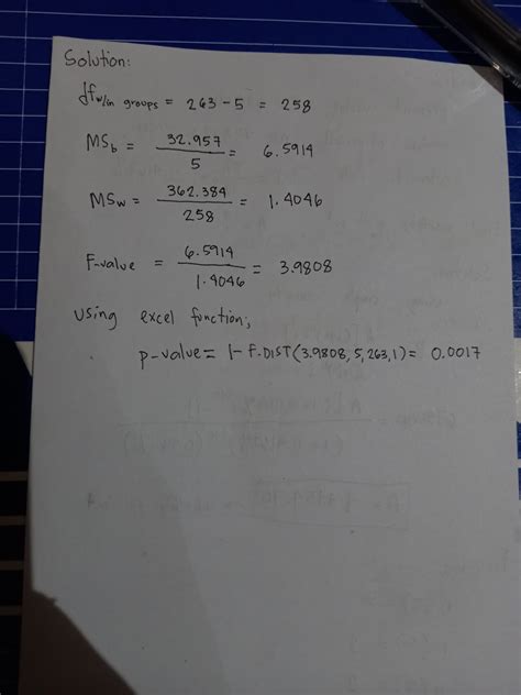 Solved Question Set 1 Completing An Anova Source Table Complete The