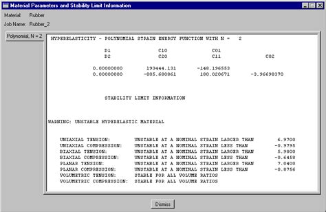 Material Properties Hyperelastic Model For The Rubber