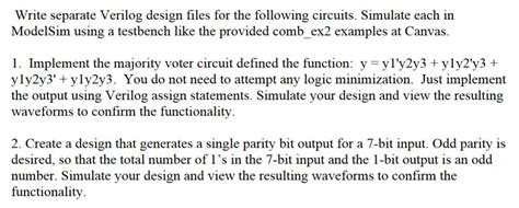 Solved Write Separate Verilog Design Files For The Following