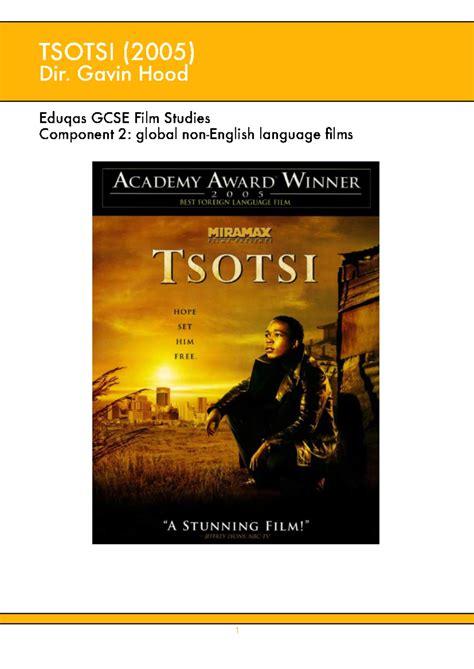 Tsotsi Notes Tsotsi Notes English Home Language Grade 11 Totsi