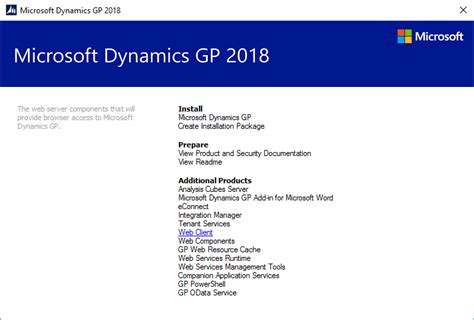 hands on with microsoft dynamics gp 2018 r2 configure web client