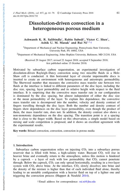 Pdf Dissolution Driven Convection In A Heterogeneous Porous Medium