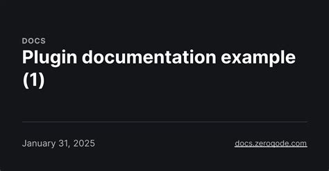 Plugin Documentation Example 1