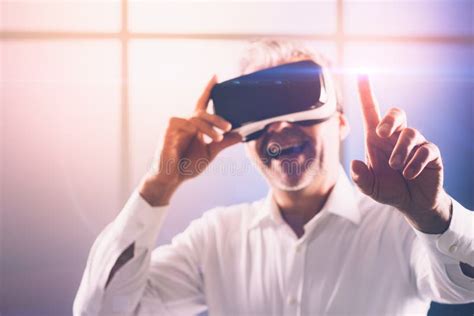 Man Interacting With Virtual Reality Stock Image Image Of Technology