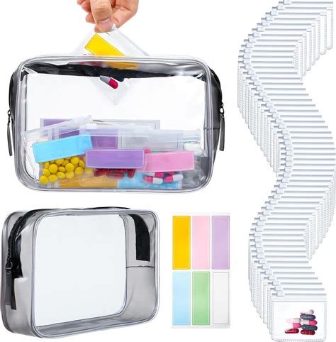 Meanplan 50 Pcs Pill Pouches Reusable Clear Zippered Pill