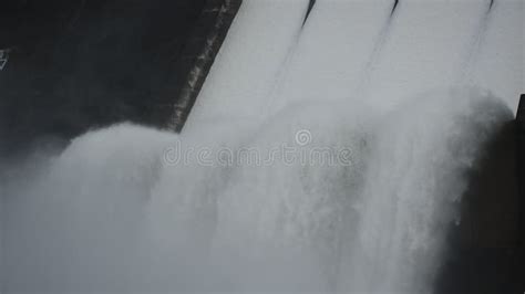 Water Splashing From Floodgate Khun Dan Prakarn Chon Huge Concrete Dam In Thailand Stock Footage
