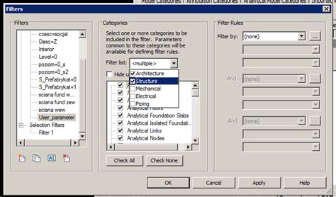 project parameters categories filtering issue autodesk community