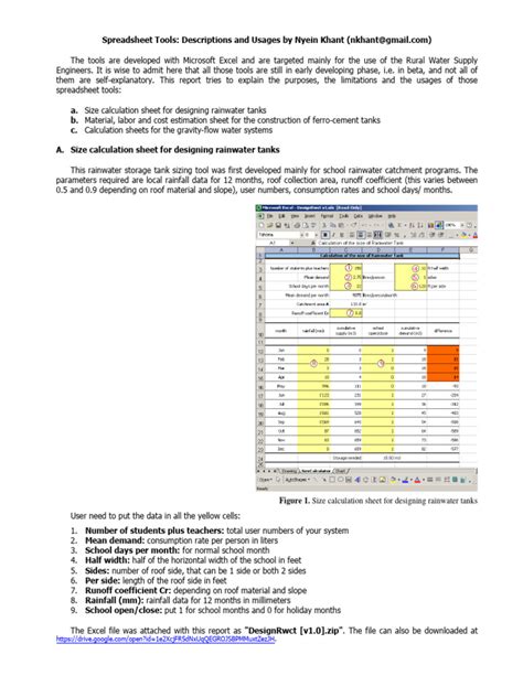 1 Spreadsheet Tools Descriptions And Usages Water Supply Pdf Spreadsheet Microsoft Excel