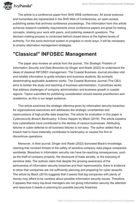 Socio Technical Systems And Cybersecurity Challenges 895 Words