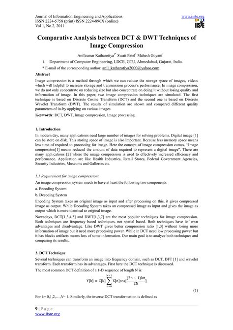 Comparative Analysis Between Dct Dwt Techniques Of Image Compression PDF