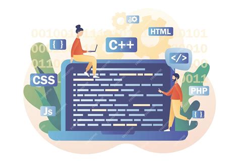premium vector tiny people programmer or developer create code