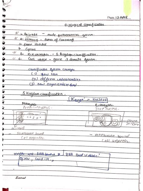 Biological Classification Class Notes Pdf