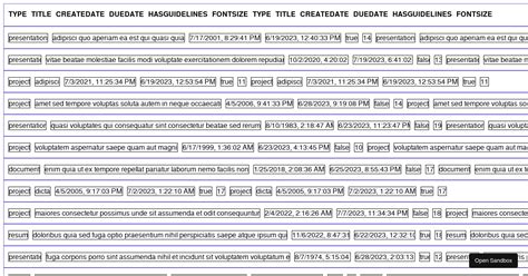 Dynamic Column Width Codesandbox