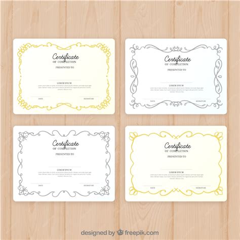 빈티지 인증서 템플릿 컬렉션 무료 벡터