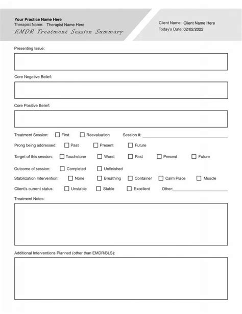 Emdr Note Template Educational Printable Activities
