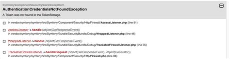 Php Symfony Authenticatetoken Function Skips Thrown Exception