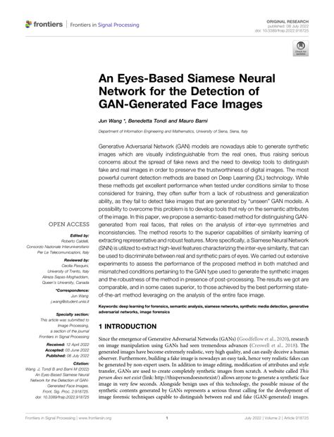 Pdf An Eyes Based Siamese Neural Network For The Detection Of Gan Generated Face Images