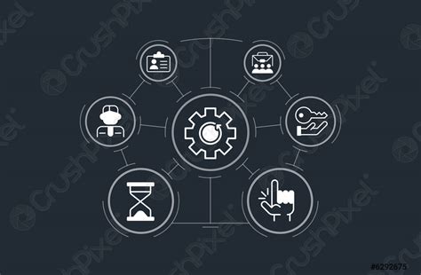 Workflow Optimization Concept Design Template With White Glyph Icons Stock Vector 6292675