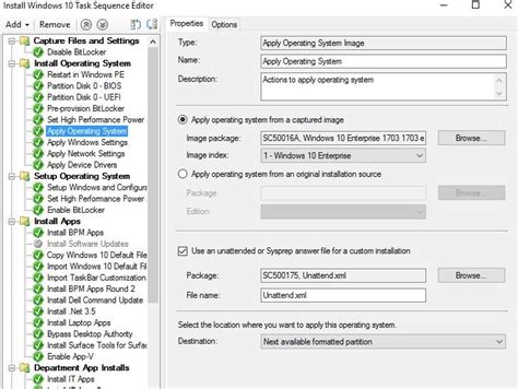 unattend xml inside operating system upgrade package sccm