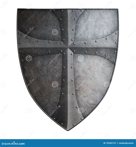 Big Medieval Crusader S Metal Shield Isolated 3d Illustration Stock Big Medieval Crusader S Metal Shield Isolated 3d Illustration Stock