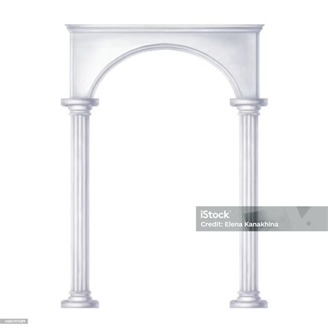로마와 르네상스 스타일의 고전적인 골동품 흰색 대리석 기둥 흰색 배경에 디지털 그림입니다 골동품 풍경 원형 극장의 일부 고고학 조각 연극 풍경 일러스트레이션에 대한 스톡