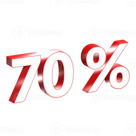 3d Numbers 70 Percentage Red 24382397 Png