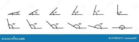 Different Angle Degrees Doodle Vector Illustration Obtuse Acute