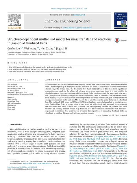 Pdf Structure Dependent Multi Fluid Model For Mass Transfer And