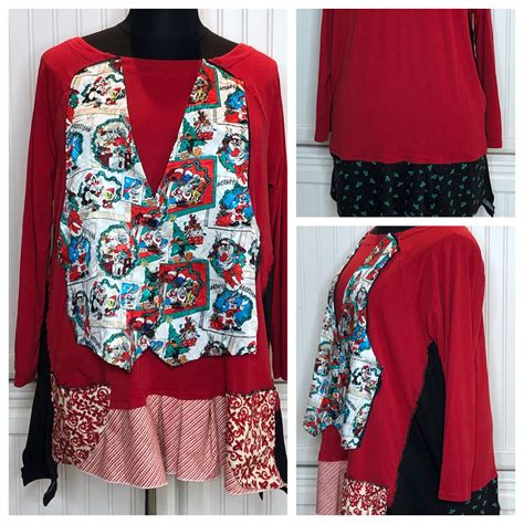 Womens Holiday Tunic Plus Size Red Tunic Tee Silky Vest Loony Etsy