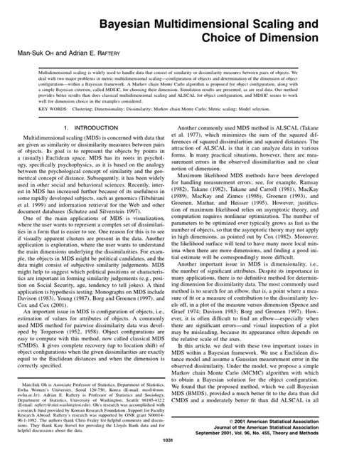 Bayesian Multidimensional Scaling And Choice Of Dimension Pdf