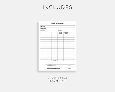 Employee Timesheet Editable Timesheet Printable Timesheet Etsy