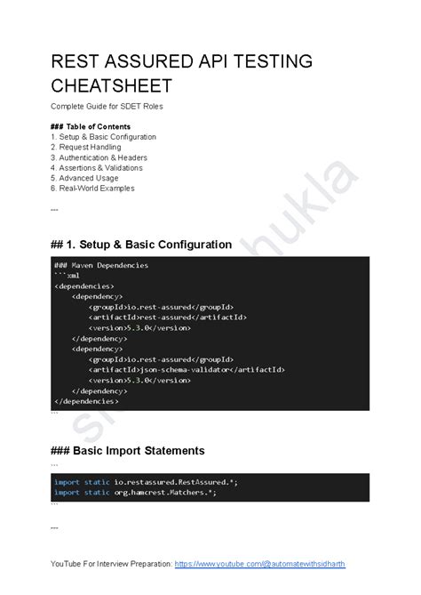 Rest Assured Api Testing Cheatsheet For Sdet Roles Studocu