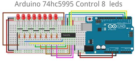 arduino 74hc595 shift register 16 led chaser with 18 effects 10
