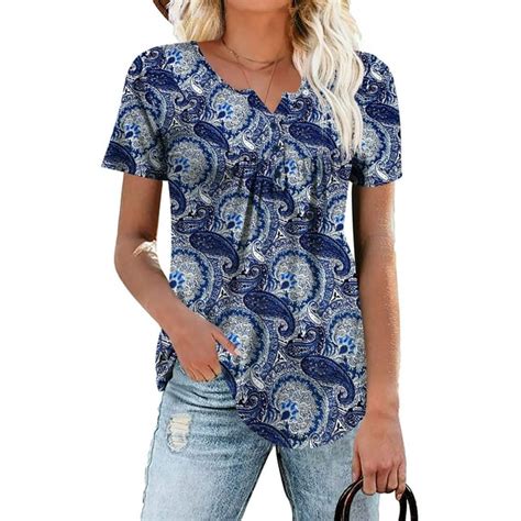 Traleubie Womens Plus Size Floral Print Blouse Flowy Short Sleeve