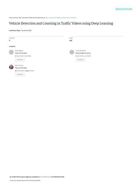 Vehicle Detection And Counting In Traffic Videos Using Deep Learning