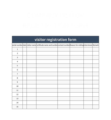 Company Visitor Registration Form Excel Template And Google Sheets File