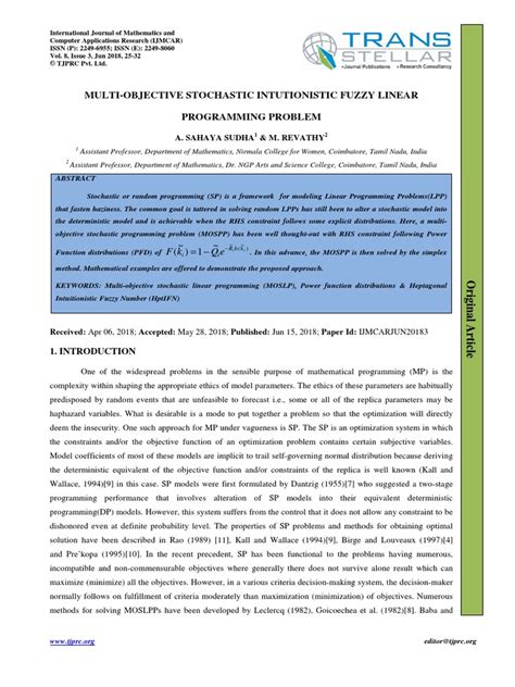 multi objective stochastic intutionistic fuzzy linear programming