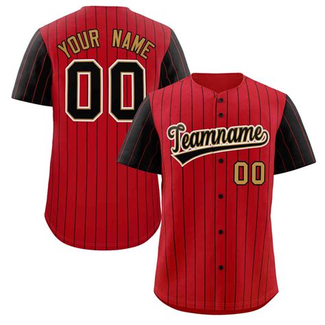 Custom Pinstripe Baseball Jerseys In Red With Player Numbers