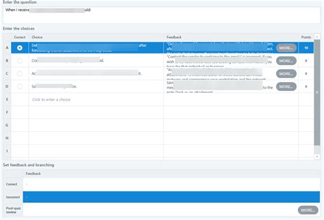 Storyline 360 Multiple Choice Feedback By Choice Set Feedback And Branching Correct Incorrect